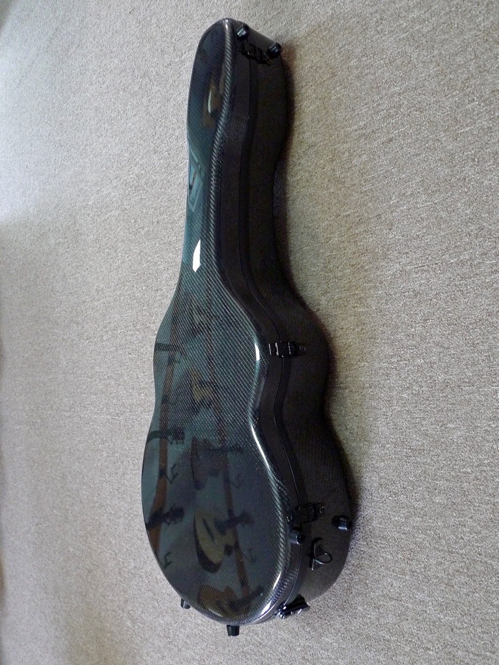 Hoffee Deluxe Carbon Fiber Case, Dreadnought, Black/Green, Includes ...